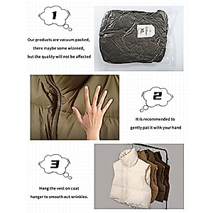 Gihuo Womens Quilted Cropped Puffer Vest Gilet Warm Padded Full Zip Lightweight Puffy Vest Short Sleeveless Jacket(Coffee-M)