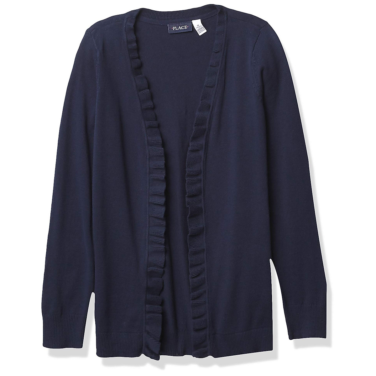The Children's Place Girls' Uniform Ruffle Open Front Cardigan Tidal XL (14)