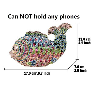 Boutique De FGG Fish Crystal Clutch Purse Formal Evening Bags Women Prom Clutch Bag Wedding Party Rhinestone Handbags,Mini,Orange&Blue