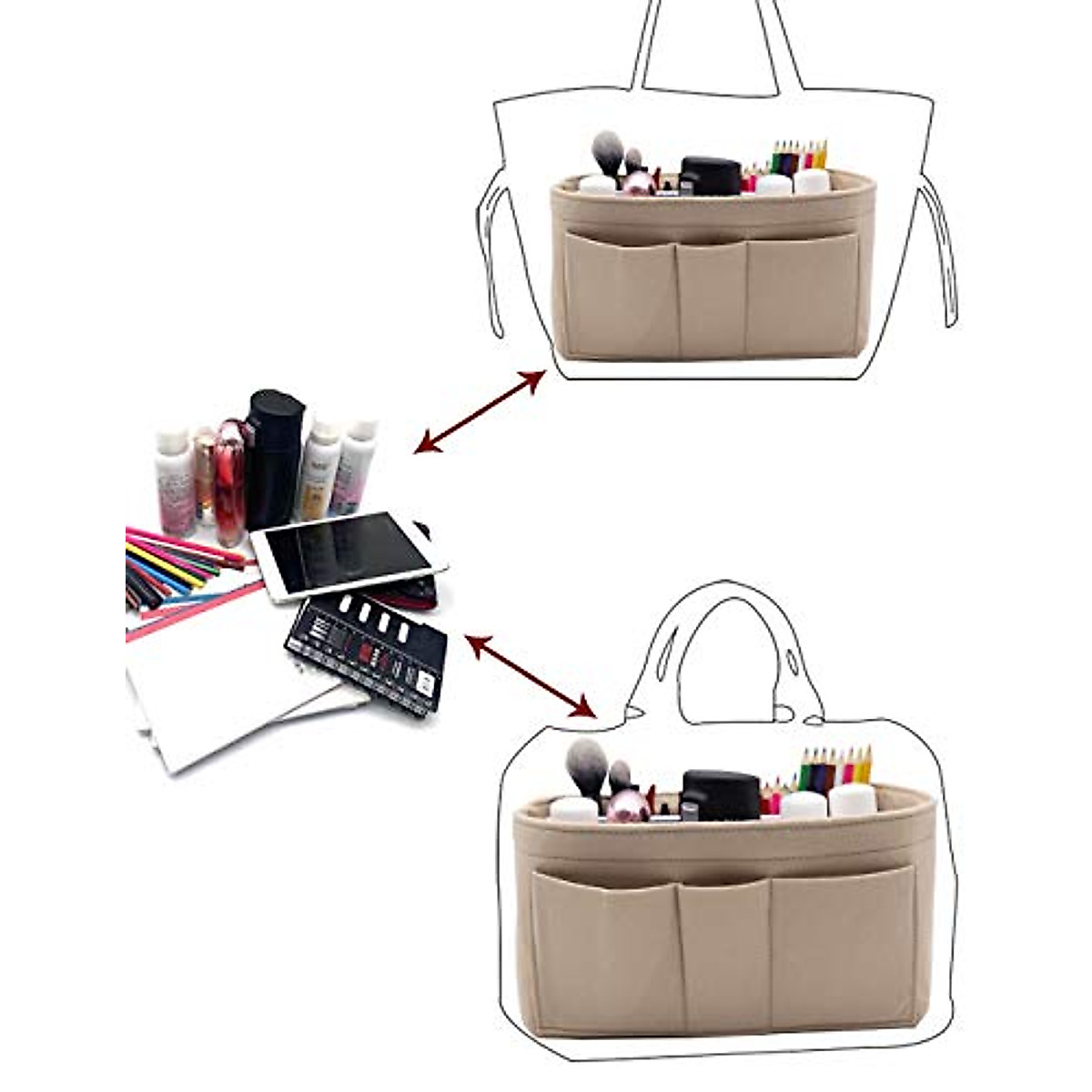 LEXSION Felt Insert Bag Organizer Bag In Bag For Handbag Purse Organizer Fits Speedy Neverful