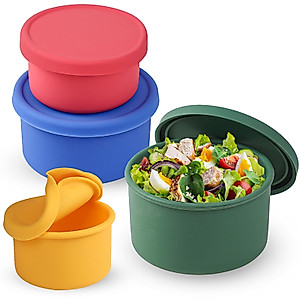 Webake Silicone Food Storage Containers with Lids, Large Nesting Portion Control Containers for Lunch Snack, Set of 4 (3oz,6oz,12oz,20oz)