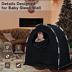 Pack N Play Blackout Cover, Pod for Slumber, Baby Sleep Pod Slumber Tent, Crib Cover, Baby Crib Tent, Travel Crib Canopy, Portable Privacy Pod Blackout Canopy Crib Cover, Block Out 90%+ Light
