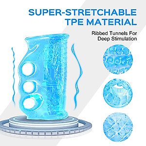 Male Masturbator Pocket Pussy Stroker Sex Adult Toys for Men,Manual Portable Transparent Oral Sex Handjob Glans Training Tool Open-Ended Penis Sleeve with Vagina Textured for Male Blowjob Toy