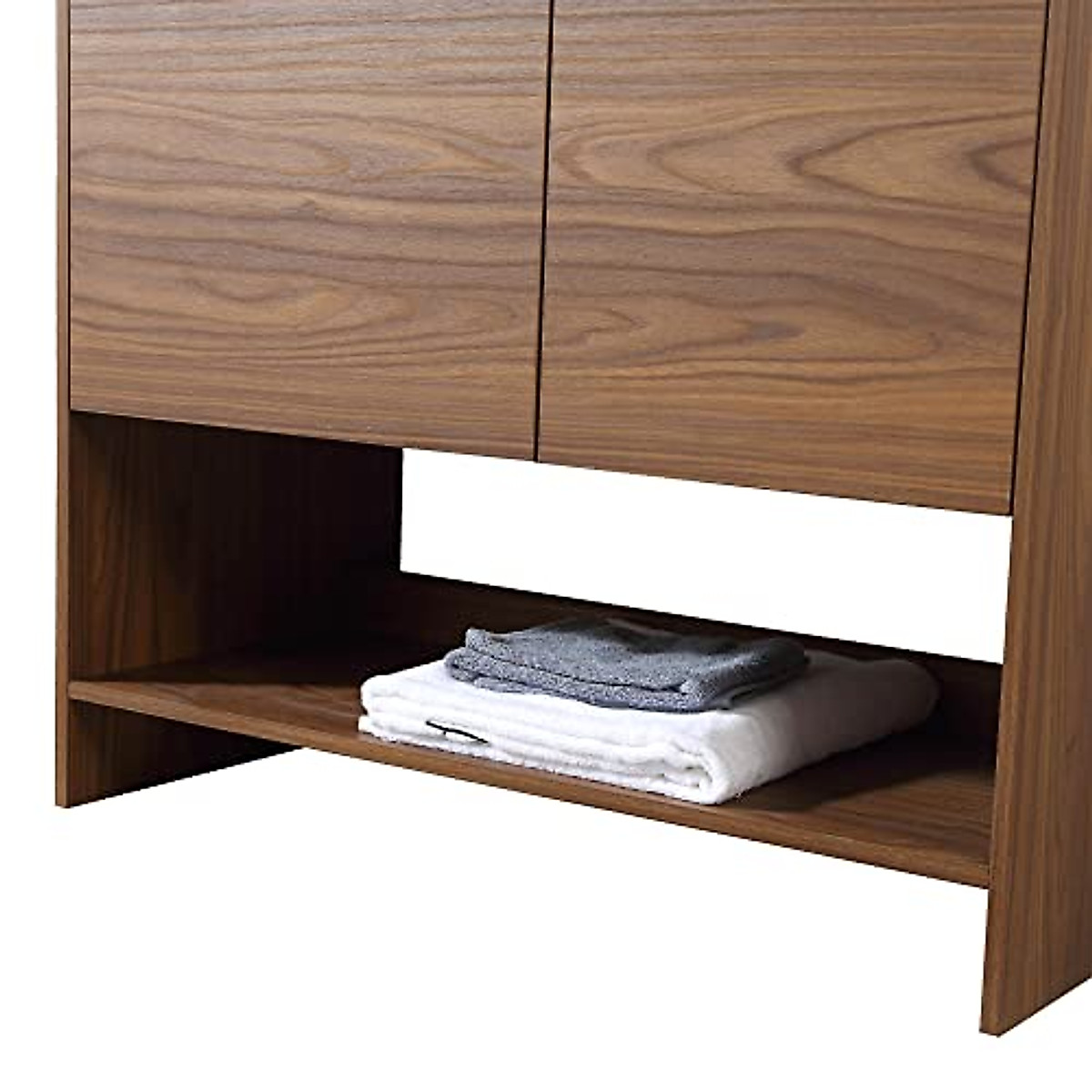 Bathroom Vanity with Integrated Ceramic Sink - Bathroom Vanity with Sink & Modern Knob Design - Bathroom Vanities with Sturdy Marble Top & Soft Closing Doors (36 Inch) Walnut