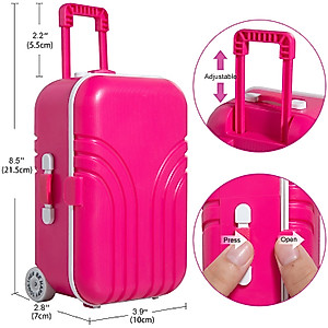 HOAKWA American 18 Inch Doll Accessories Suitcase Travel Set, 18 Inch Doll Clothes and Accessories, Doll Suitcase Include Case, Doll Outfits, Hat, Sunglasses, Camera, Unicorn Pillow, Toy Pet, etc