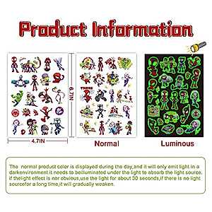 198PCS Spider Temporary Tattoos for Kids, 8 Sheets Luminous Birthday Party Supplies Favors, Anime Favors Decorations Cute Fake Stickers Teens, Water Bottles, Green