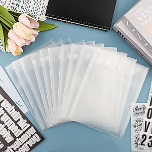 Briartw 20pcs 7x9.4" Storage Envelopes Hook and Loop Closure, Resealable Plastic Envelopes Pockets for Cutting Dies Stencil Crafts Organizer Holder,Storage Bag for Clear Stamp,Die Cuts,Photos