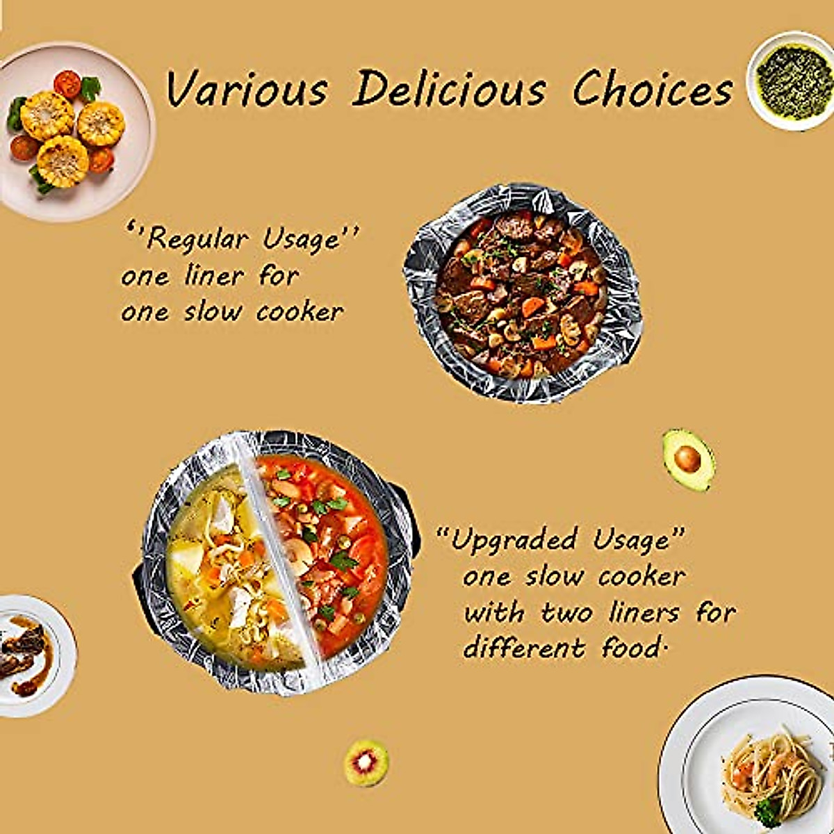 16 Bags Slow Cooker Liners, Disposable Multi Use Cooking Bags,Large Size Fit 3QT to 8QT, Plastic Bags for Slow Cooker, Pans, Aluminum Cooking Trays, BPA Free-13 x 21 Inches, 3 quarts (16)