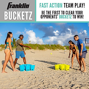 Franklin Sports Bucketz Pong Game – Perfect Tailgate Game and Beach Game – Pong Set Includes 12 Buckets, 3 Balls, and a Carry Case