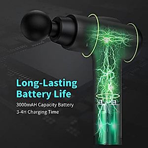 OLsky Massage Gun Deep Tissue, Handheld Electric Muscle Massager, High Intensity Percussion Massage Device for Pain Relief with 10 Attachments & 30 Speed(Black)