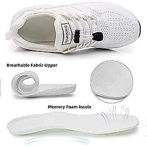 BOGOVER Men's Walking Shoes Non Slip Running Tennis Shoes Breathable Lightweight Air Cushion Sneakers for Tennis Gym Jogging (White, 6)