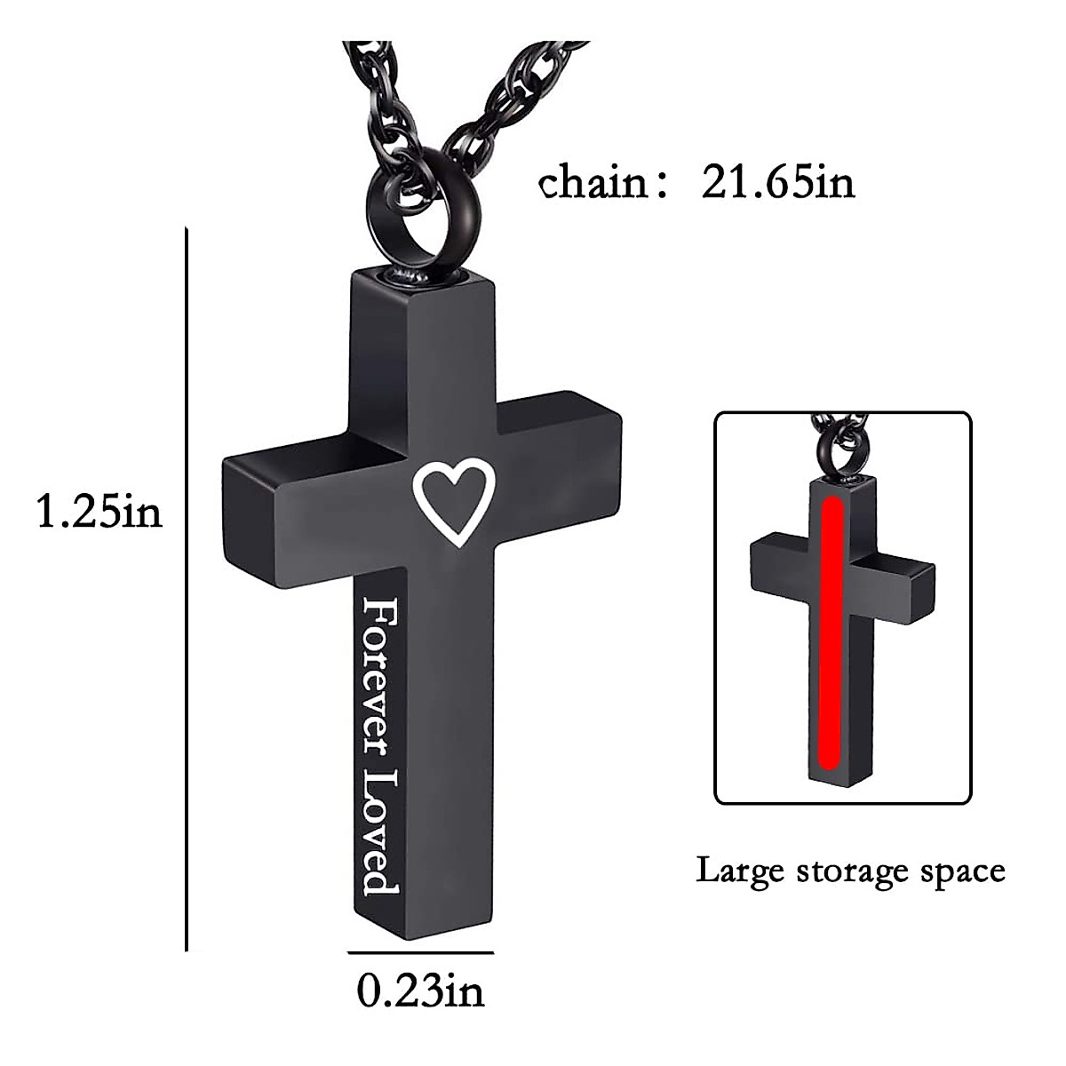 通用 Cross Urn Necklace for Ashes for Men Stainless Steel Cremation Jewelry for Ashes Memorial Locket Ashes Keepsake Necklace for Women Men Mom Pendant Jewelry (Black(3pcs))