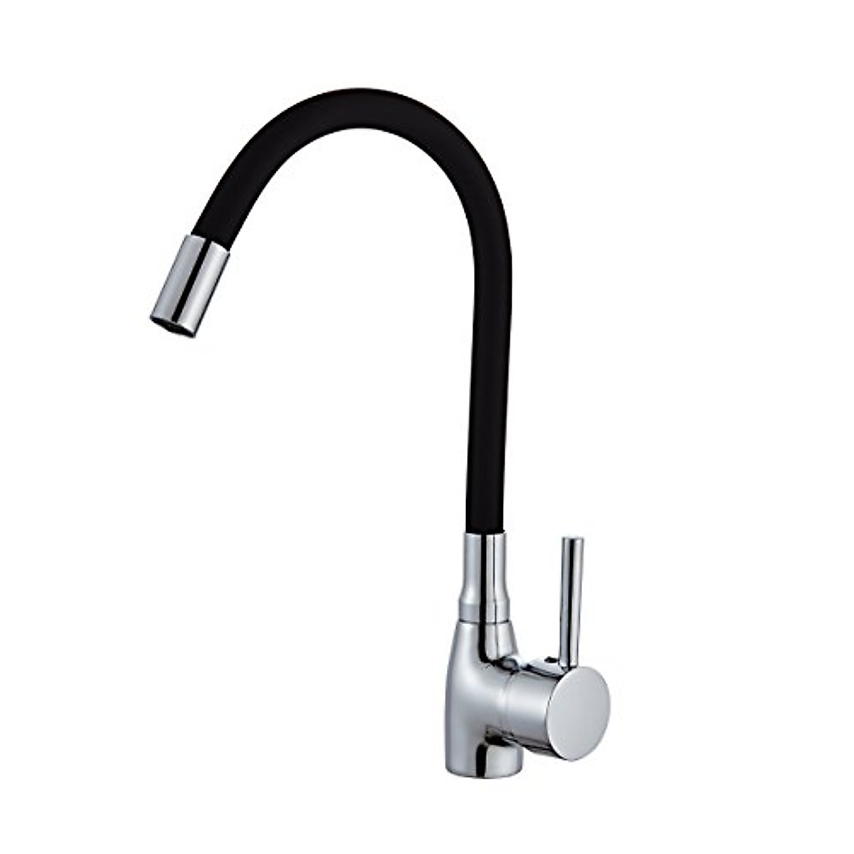 Chrome Finished Kitchen Faucet with Pull Down Sprayer Black Silicone Hose, for Bar