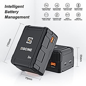 ZGCINE ZG-S95 V Mount Battery, 6400mAh 14.8V V Shape Rechargeable Li-ion Battery, PD Fast Charging for Sony/Photo/Studio/LED Video Light V Lock Battery