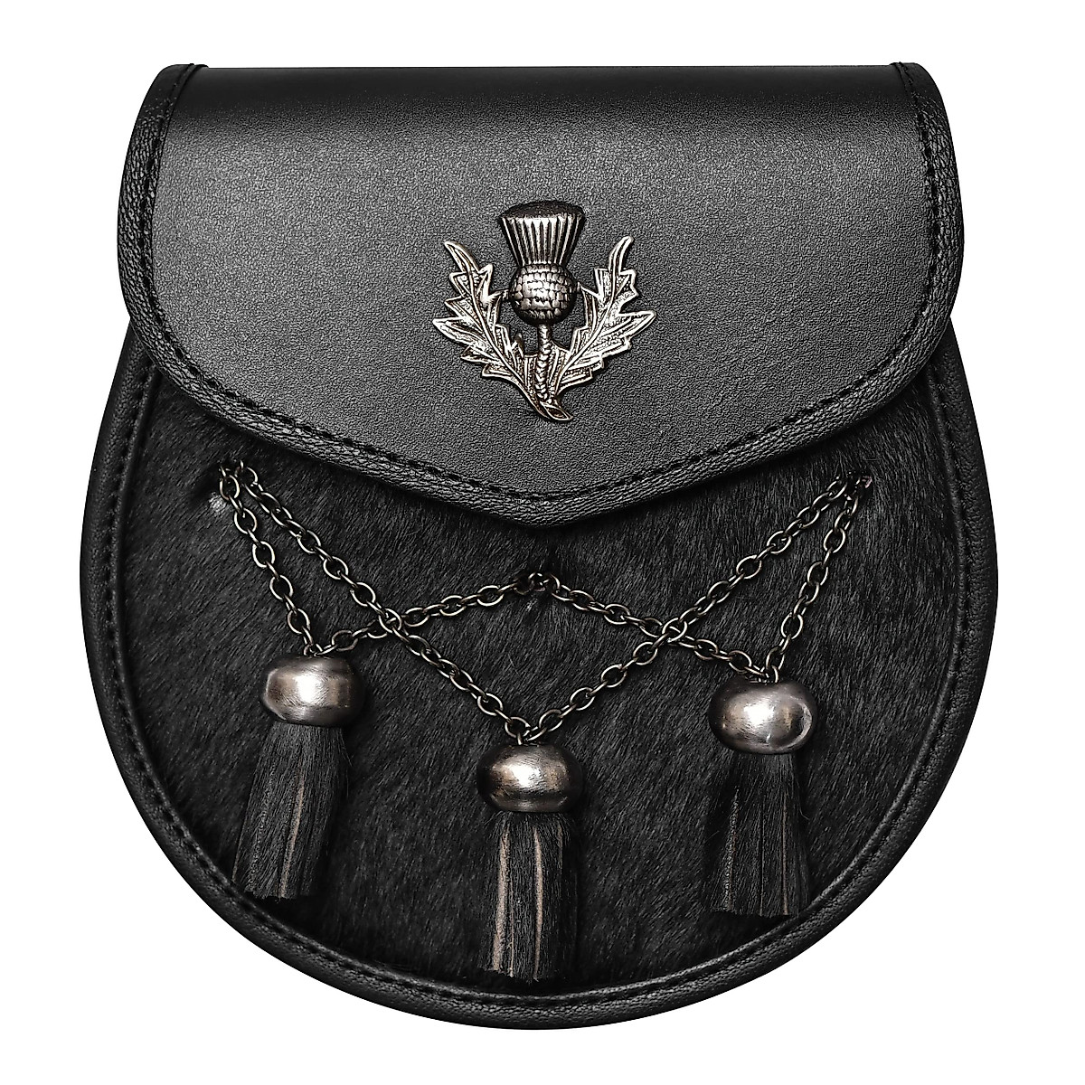 HIGHLAND REDSTONE Scottish Kilt Semi Dress Real leather Sporran (Brown Thistle)