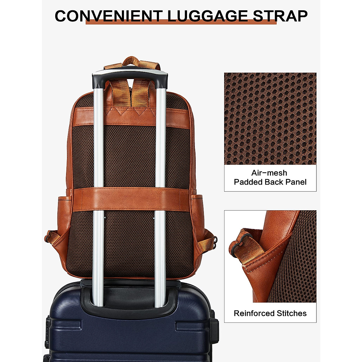 BOSTANTEN Mens Laptop Backpack Genuine Leather 15.6 inch Computer Bag Business Work Travel Daypack Vintage Large Shoulder Bag