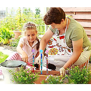 ALT2DAY Fairy Garden Beaded Stakes Kit Plant Pot Jewelry Accesory kit Fairy Wands Glass Beads Diamond Top DIY Materials for 3 pc of 11 inch (3, A)