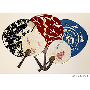 Maruzen Fan Nagomi Red, Approx. 14.6 x 9.4 x 0.4 inches (37 x 24