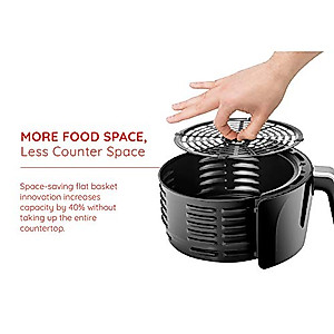 New House Kitchen Digital 3.5 Liter Air Fryer w/ Flat Basket, Touch Screen AirFryer, Non-Stick Dishwasher-Safe Basket, Use Less Oil For Fast Healthier Food, 60 Min Timer & Auto Shut Off, Black