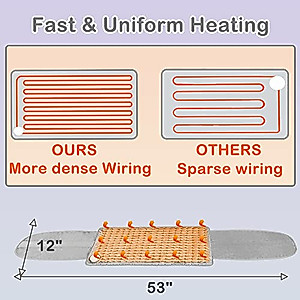 Lumbar Heating Pad for Back Pain Relief,55" x 12" XL Electric Electric Heat Pads with Belt,with 6 Heat Level Settings,4 Time Settings, Auto Shut Off (Light Grey)