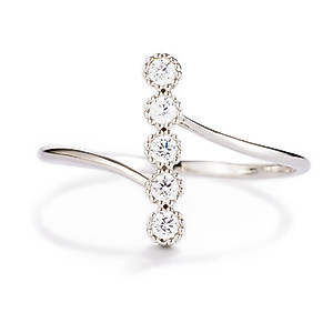 STORYJEWELLERY Story Jewellery Sterling Silver Cubic Zirconia Rings for Women, Dainty Dots Inspirational Promise Rings, Inspirational Birthday Christmas Gifts Rings for Women (US Size 07)