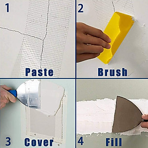 QILIMA Self-Adhesive Fiberglass Drywall Joint Mesh Tape, Fiber Mesh Crack Patch Wall Repair Fabric,2 Inch by 148 Feet White