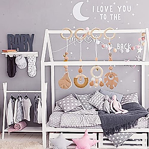 LUOZZY 4Pcs Hanging Rattle Toys Wooden Baby Crib Toys Newborn Car Seats Stroller Toys Creative Present - Khaki