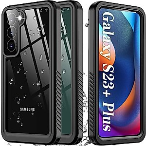 Oterkin for Samsung Galaxy S23 Plus Case Waterproof,S23 Plus Case with Built-in Screen&Camera Protector,360° Full Body Protection Dustproof Shockproof Heavy Duty Rugged Case for S23+ Plus 6.6''-Black