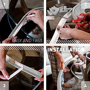 Sharp Edge & 16.2ft Furniture Safety Guards | Protective Foam Cushion | 15ft Bumper 4 Adhesive Childsafe Corners | Baby Child Proofing Foam Set and Safe for Table, Fireplace, Countertop | Gray