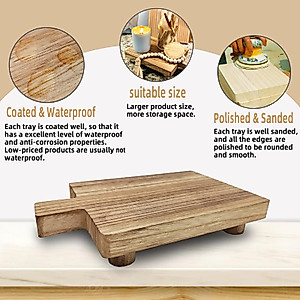 Handmade Wooden Tray,Practical Bathroom and Kitchen Decoration for Soap,Bath Bottles,Candles,Toilet Paper,Plant Holder(10.8 x 6.9 Inch)(Wood Color)