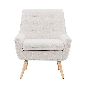 Linon Ivory Sherpa Accent Reid Chair, White