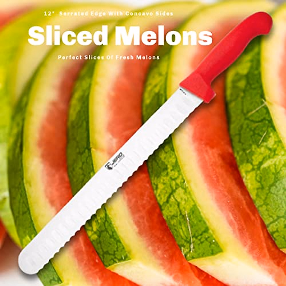 Jero Pitmaster Series Serrated Concavo Slicer - Wide 12" Granton Serrated Edge Blade - Manufactured From German High-Carbon Stainless Steel - Ergonomic Easy Grip Polymer Handle - Ultimate Meat Slicer