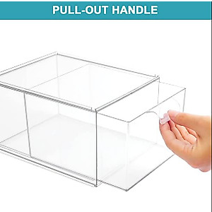 Acrylic Makeup Organizer, 4.4'' Tall Bathroom Clear Plastic Storage Bins, Set of 2