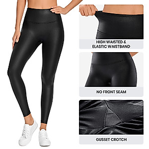 CRZ YOGA Butterluxe Matte Faux Leather Leggings for Women 26.5'' - No Front Seam High Waist Stretch Tights Pleather Pants Faux Leather Black X-Small