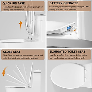AQUATIZ Elongated Toilet seat with Buit-in Night Light,Oval Toilet Seat with Soft Slow Close,Oblong Toilet Seat Plastic Replacement