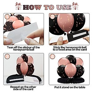 LINGTEER Happy 60th Birthday Rose Gold Table Honeycomb Centerpieces Cheers to 60th Birthday Sixty Years Old Party Table Decorations Gift Sign.