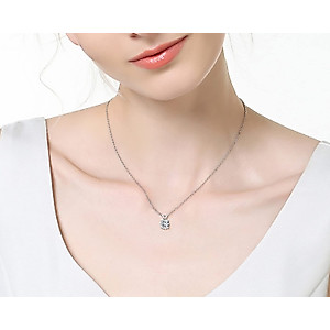 AINUOSHI Moissanite Necklaces for Women, Sterling Silver Necklace 1ct Round Diamond Pendant 18K White Gold Plated Jewelry Gifts for Women Mom Wife Girlfriend Mothers Day Christmas New Year Gifts