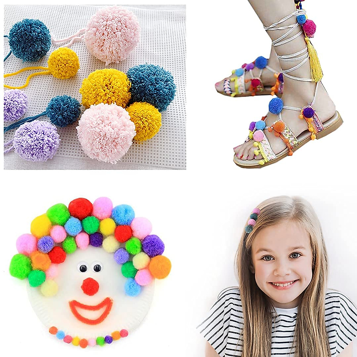 2 Set Pompom Makers of 6 Sizes, JOERSH 50 PCS Pom Pom kit Includes 8 PCS Pom Pom Maker, 2 PCS Thread Cutter Scissors, 40 PCS Plastic Needles for Fluff Ball Weave DIY Wool Yarn Knitting