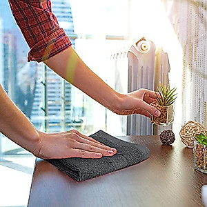 Utopia Towels Premium Bundle - Cotton Washcloths Grey (12x12 inches),Pack of 12 with Grey Hand Towels (16 x 28 inches), Pack of 6