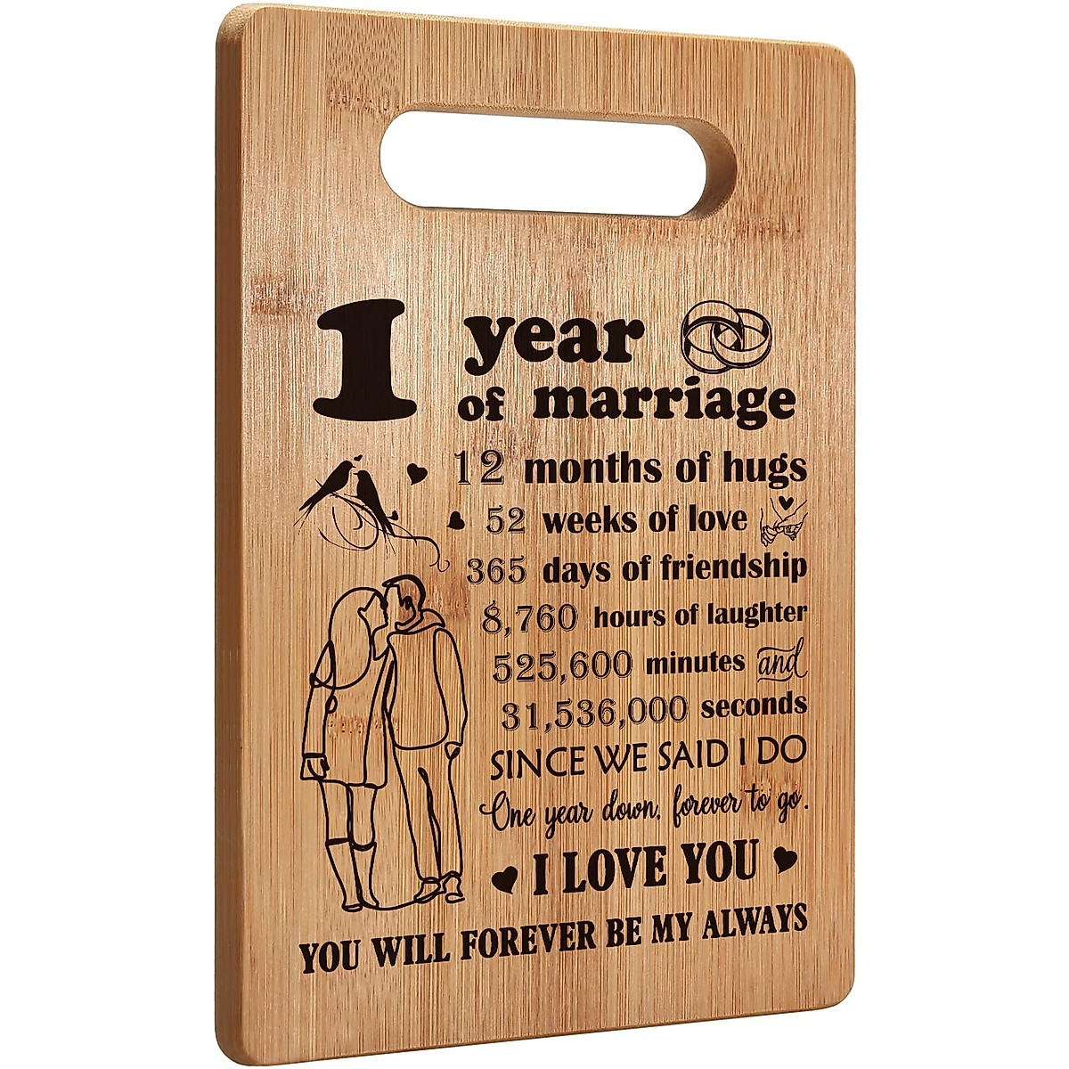 1st Anniversary Wedding Gifts for Couple, Happy First Wedding Anniversary Cutting Board, 1st Year of Marriage Gift for Her/Him, One Year as Husband and Wife, Mr and Mrs