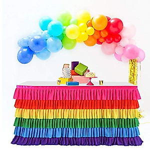 Rainbow Table Skirt Ruffle Unicorn Table Skirts for Rectangle Table 6ft Baby Shower Birthday Unicorn Party Fiesta Home Decoration
