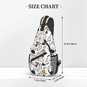 Cute Cartoon Cat Sling Bag Fashion Crossbody Chest Bag Backpack Shoulder Bag For Travel, Hiking, Cycling, Camping