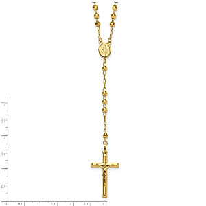 IceCarats 14K Yellow Gold 4mm Beaded Rosary Necklace 24 inch Chain