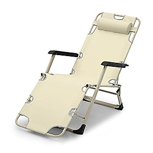 MoNiBloom Folding Beach Lounge Chair, Fixed 135° Angles Patio Outdoor Furniture Camping Pool Side Beach Lawn Lounger Chair with Adjustable Headrest for Lawn Backyard, 330lbs Capacity