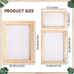 Honoson 3 Pieces Paper Making Wooden Paper Making Mould Papermaking Screen Kit 3 Size Frame for DIY Paper Craft (5 x 7 Inches, 7.5 x 9.8 Inches, 9.8 x 13 Inches)
