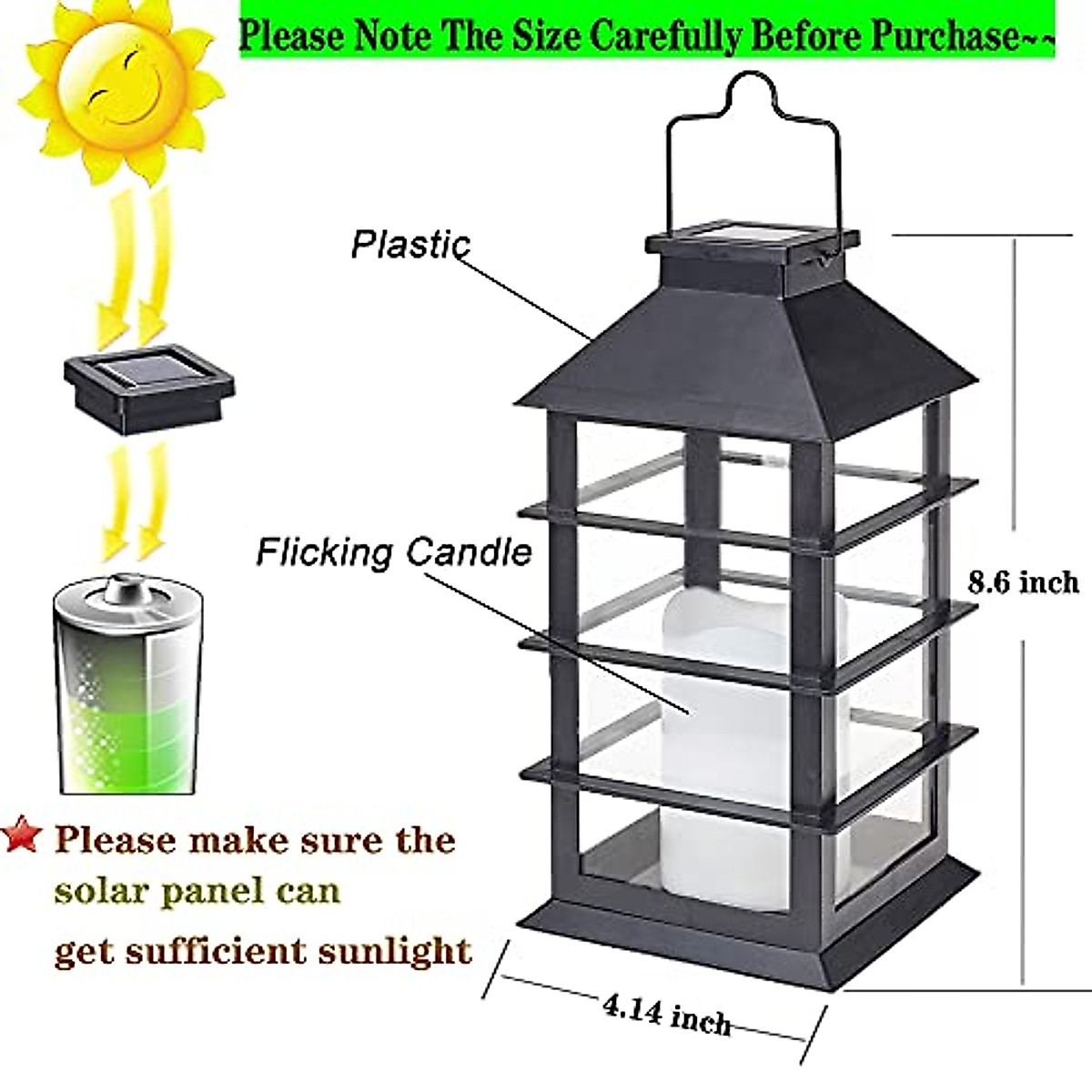 AicooFest Solar Lantern Outdoor Hanging Solar Candle Lights Decorative Table Lantern Waterproof Flameless LED Candles for Your Home Garden Table Patio