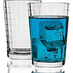 Circleware Matrix Juice Drinking Glasses, 4 piece Set, Heavy Base Tumbler Beverage Ice Tea Cups, Home & Kitchen Entertainment Glassware for Water, Milk, Beer, Whiskey Bar Decor, 7 oz, Clear