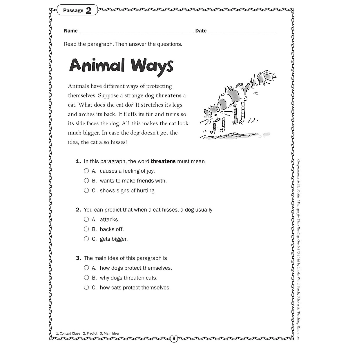 Comprehension Skills: Short Passages for Close Reading: Grade 3