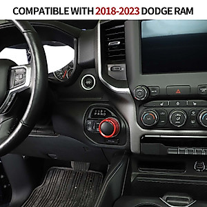 CheroCar for Dodge RAM Aluminum Center Console 4WD Switch Knob Button Cover for 2018-2023 Dodge RAM,Red…