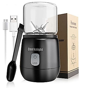 COOL KNIGHT Electric Herb Grinder Electric Spice Grinder, USB Rechargeable 200W Cordless Electric Herb Grinder for Herbs, Spices, Seeds, etc. (Black)